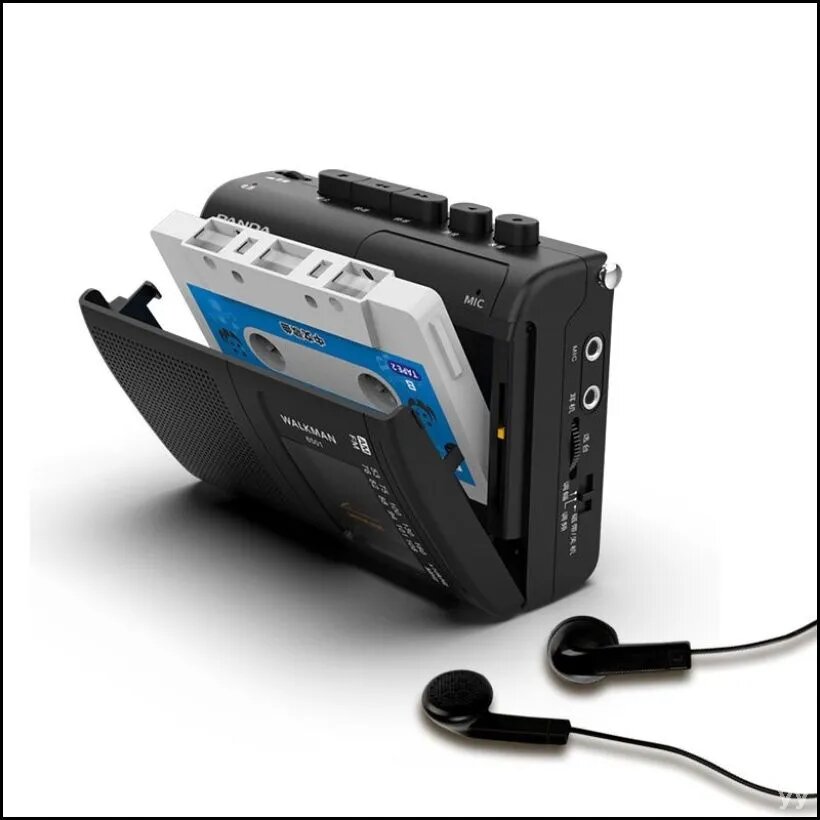 Кассетный плеер Walkman 2 Вт черный, с FM/AM радио и записью кассет