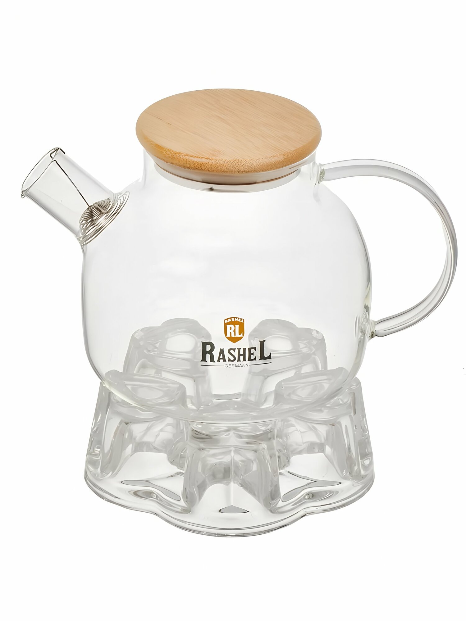 Чайник заварочный стекло, 1 л, с ситечком, с подставкой, RasheL, R8351