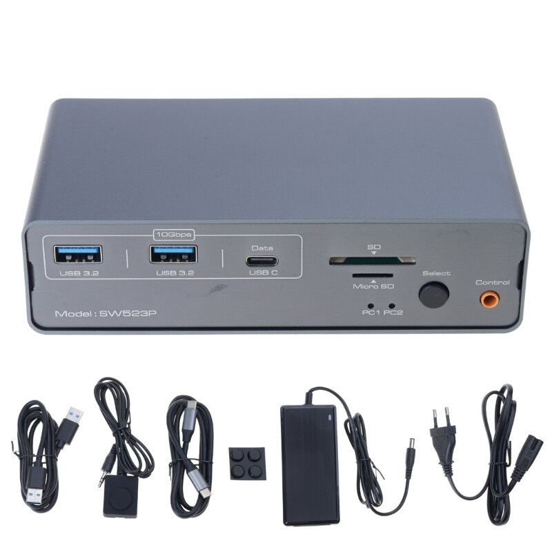 Док-станция KVM с двойным монитором USB C + Два DP1.4 DP4K120hz для ноутбука и настольного компьютера с разрешением 4K120 Гц и портом 13 в 1