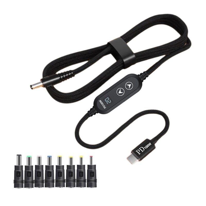 Блок питания USB C DC5,5 мм, 100 Вт, с несколькими выходами 5 В/12 В/15 В/19 В/20 В, шнур питания USB для прямого подключения, 8 адаптеров для ноутбуков