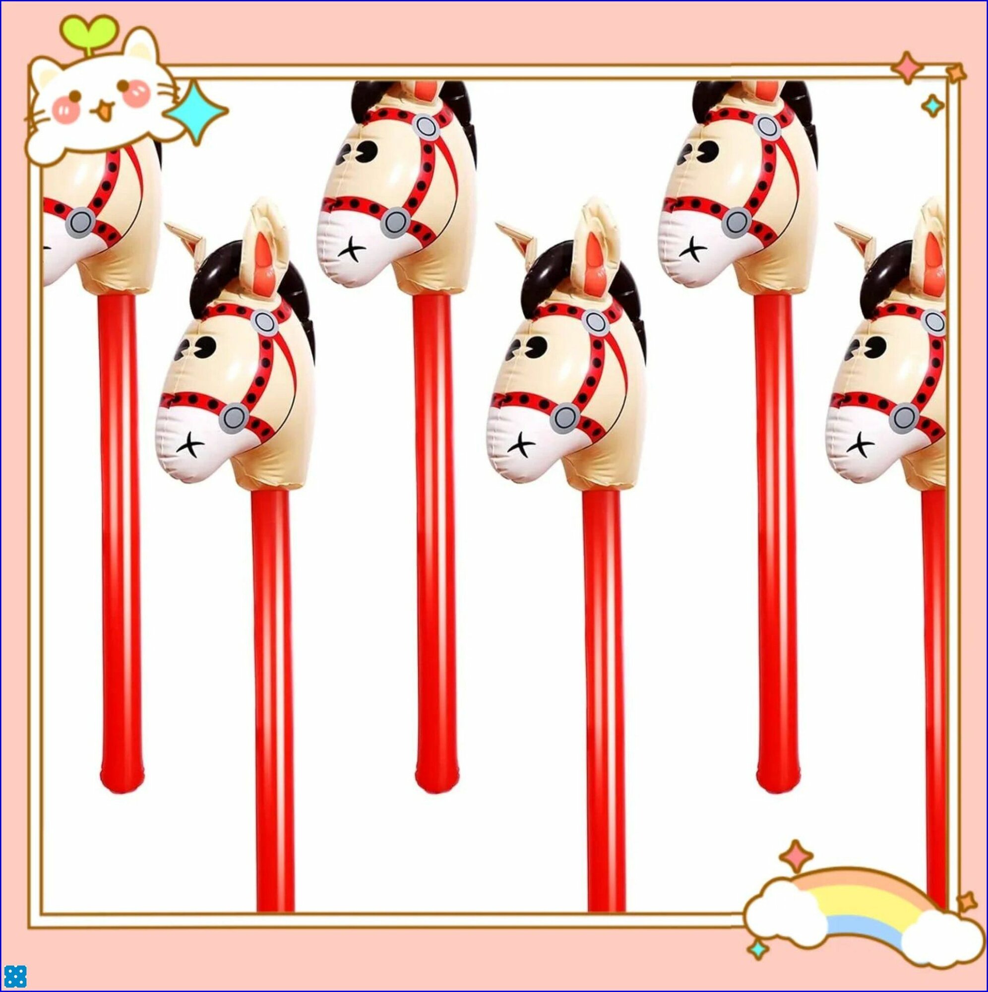 Эксклюзивный комплект из шести забавных лошадок на палочке для ковбойского праздника и детского душа с веселыми мордочками