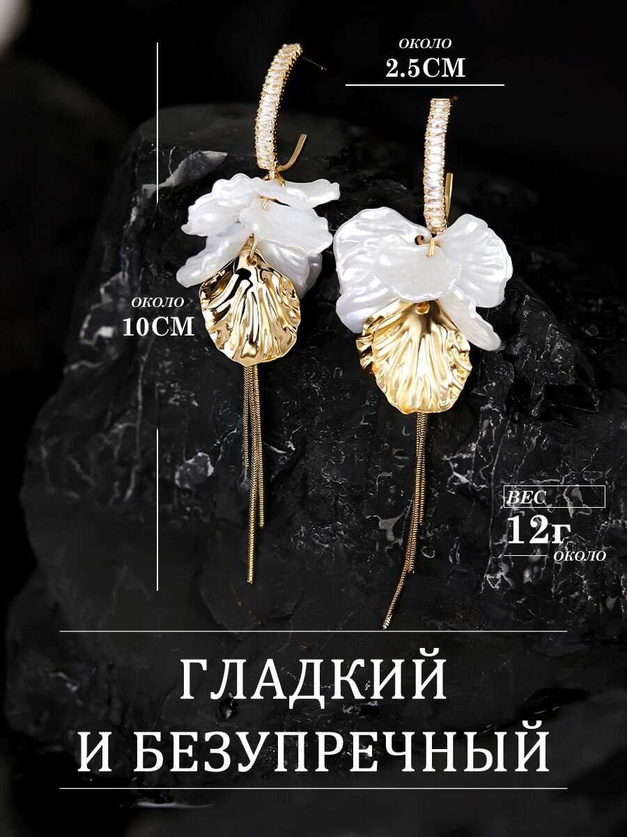 Серьги конго Velu Mode, фианит, размер 25 мм, black/mod gray — фото 1