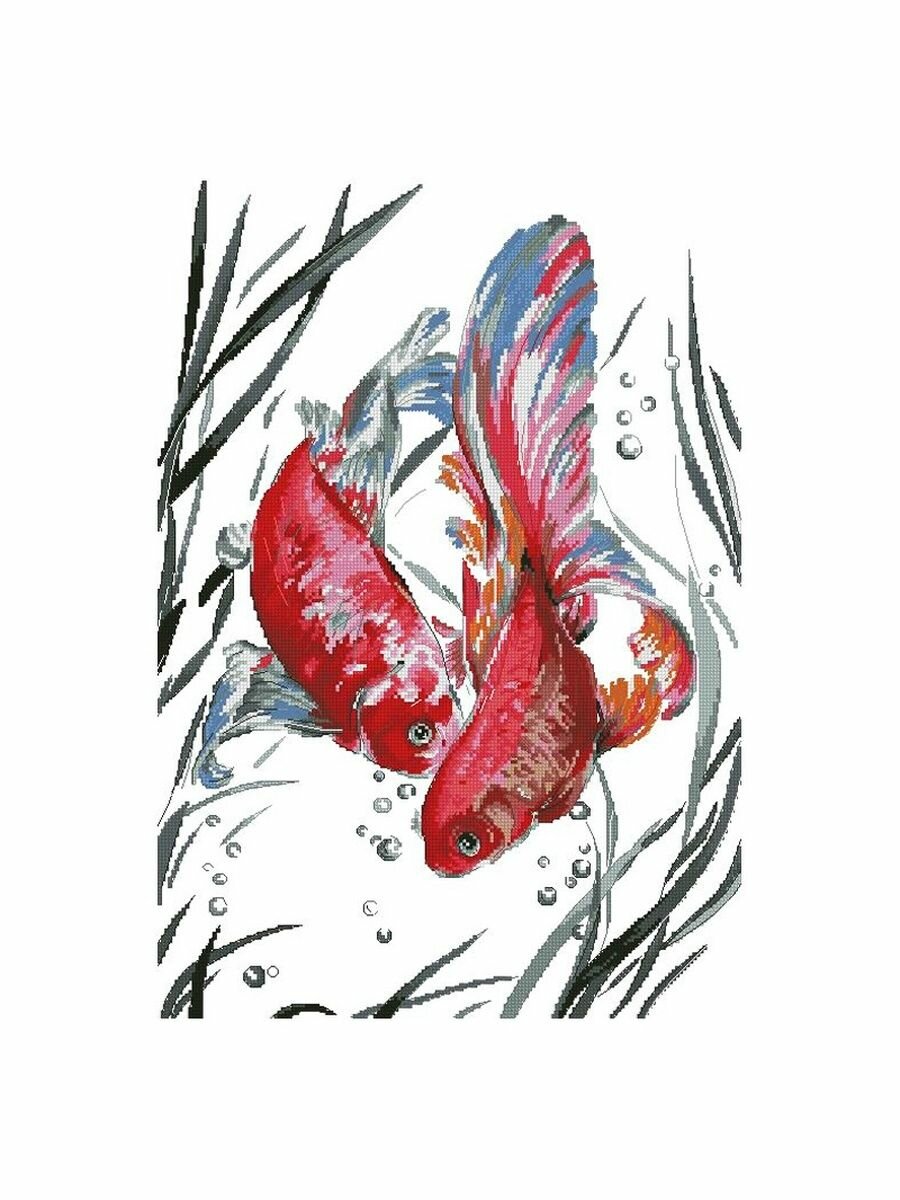 DIY 18CT Набор для рукоделия Amishop "Oven RK-018 OK Goldfish" Копия, 170 x 244 стежков, 21 цветов, 24 x 34 см