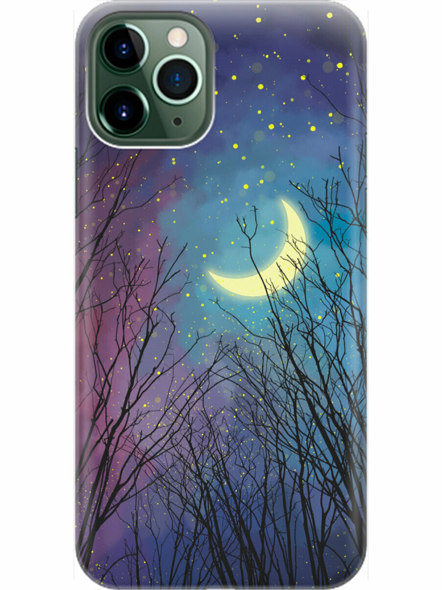 Силиконовый чехол на Apple iPhone 11 Pro Max / Эпл Айфон 11 Про Макс с рисунком "Месяц в ветвях"