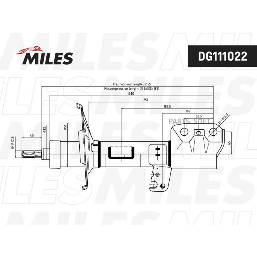 MILES DG111022 Амортизатор TOYOTA Corolla Fielder 4WD пер. лев. ()