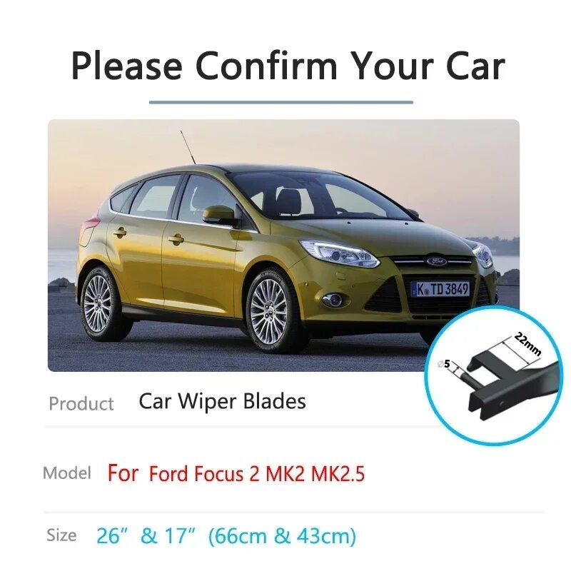 Для Ford Focus 2 2004 2005 2006 2007 2008 2009 2010 2011 MK2 MK2.5 2,5 аксессуары для лобового стекла автомобиля передние щетки стеклоочистителя
