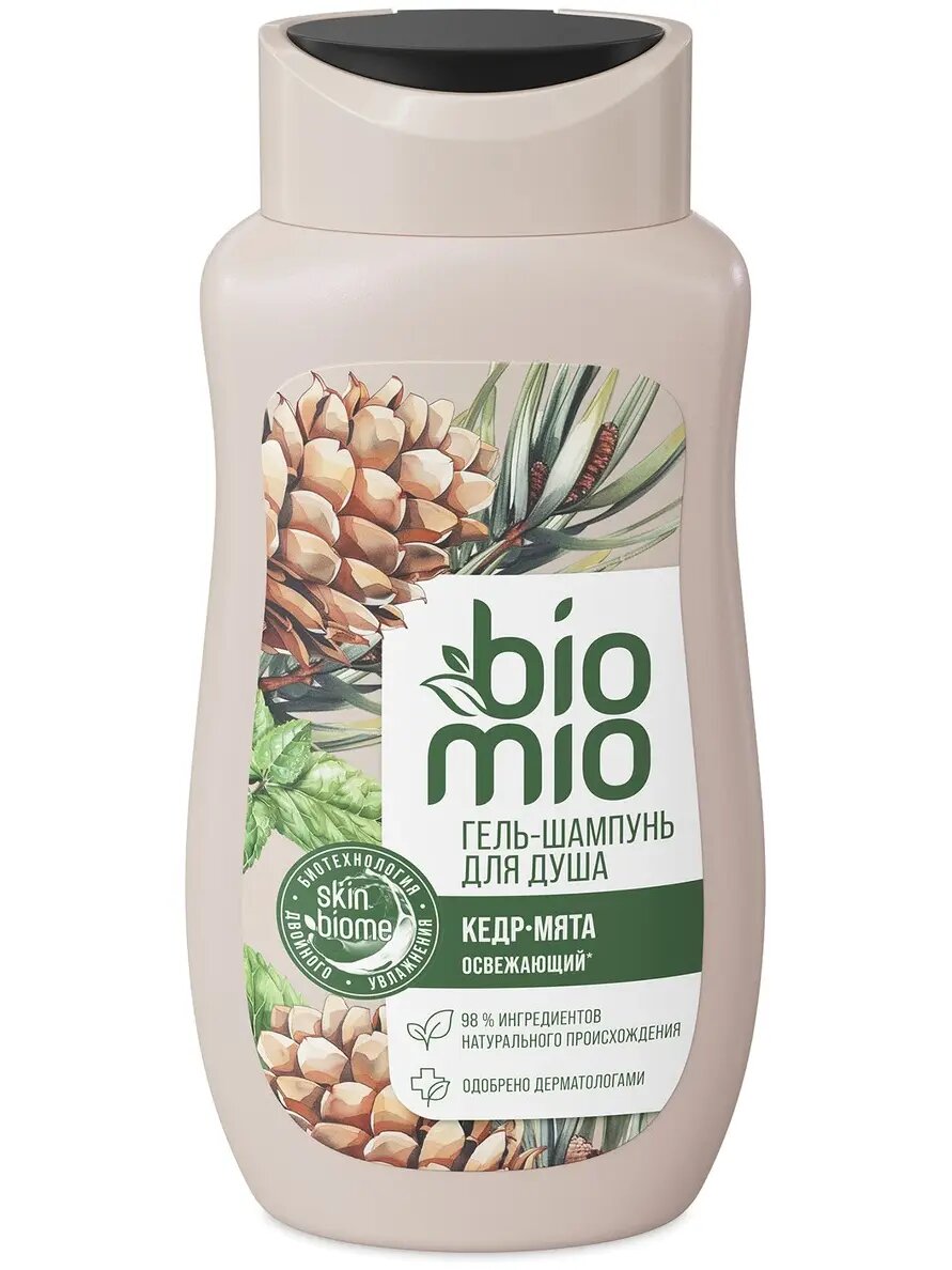 BioMio Гель-шамп. Shower Body & Hair д/муж.(мята/кедр)250мл