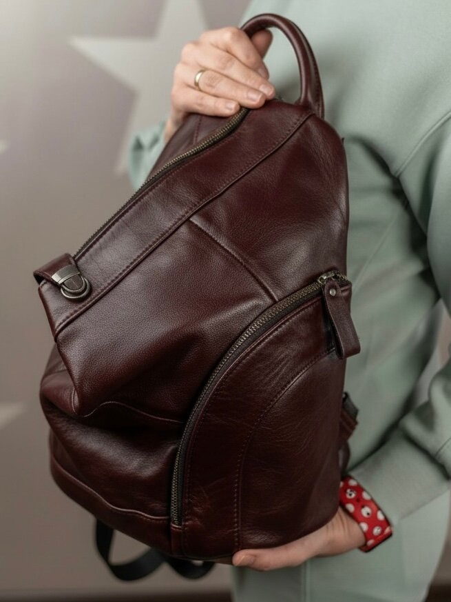 Рюкзак женский CAPRI из натуральной коричневой кожи CAP-5182-brown