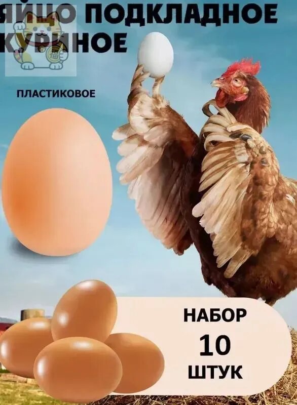 Муляж куриного яйца, Пластиковое куриное яйцо для кур-несушек, искусственное подкладное яйцо 10шт пр-во Турция