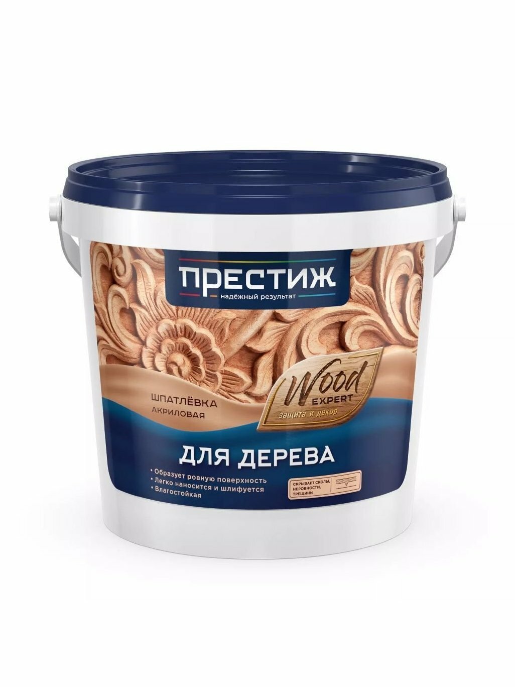Акриловая шпатлевка по дереву Престиж, цвет орех, 1 кг. Готовая универсальная смесь для внутренних и наружных работ.