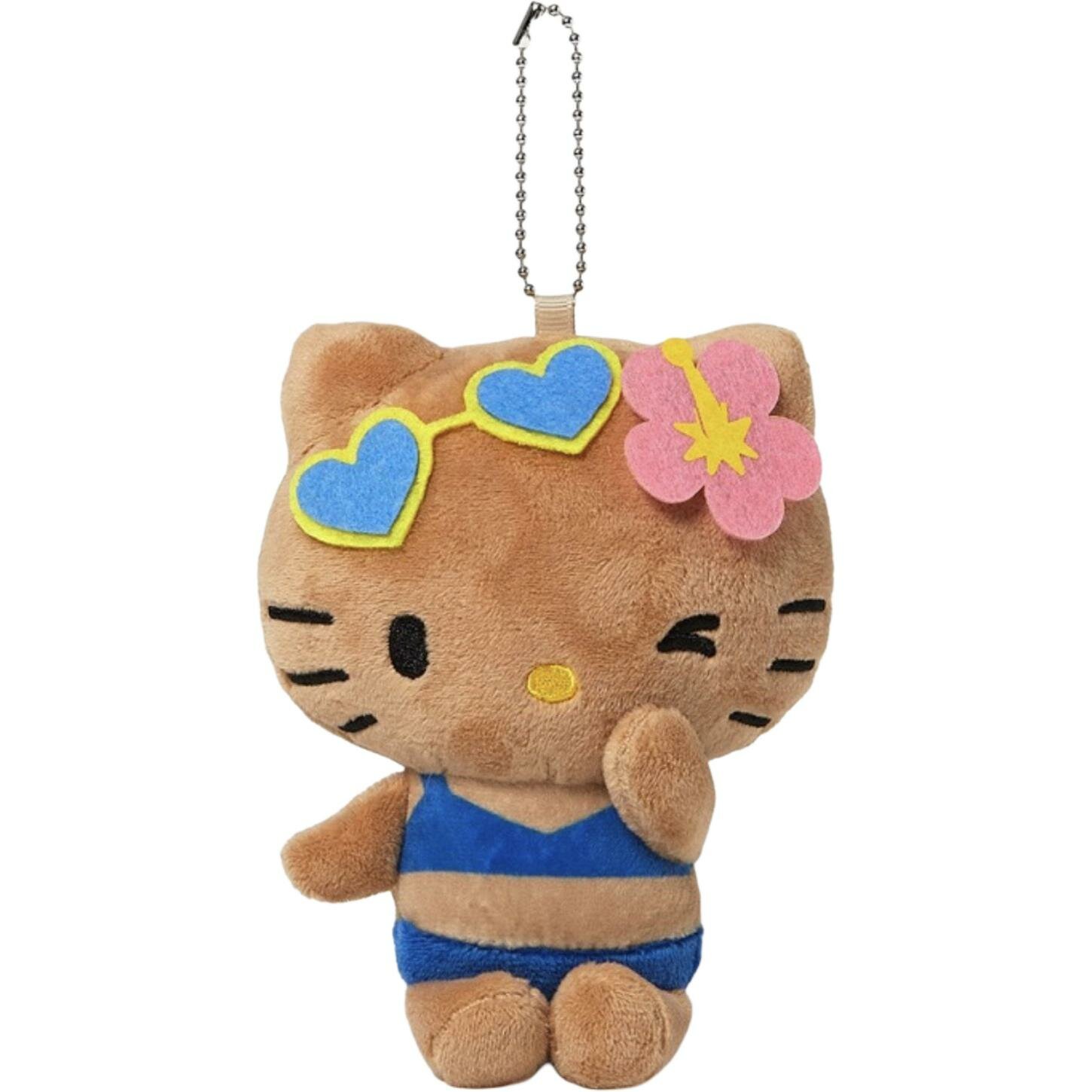Санрио Hello Kitty 50-летие Коллаборация Черная кожа Бикини Kitty Милый стиль Кукла Плюшевый Украшение 12 см Длина тела