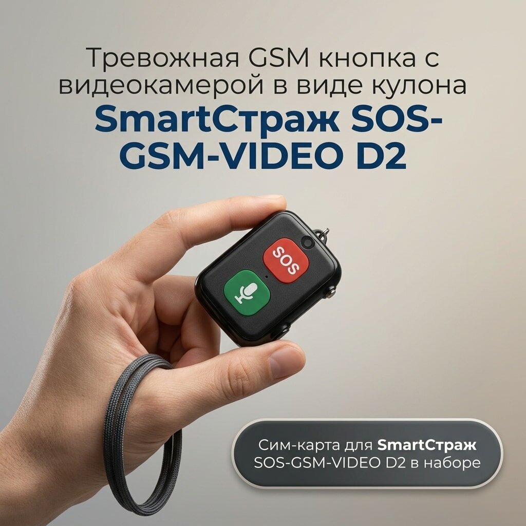 Тревожная кнопка с видеокамерой SmartСтраж SOS-GSM-VIDEO D2