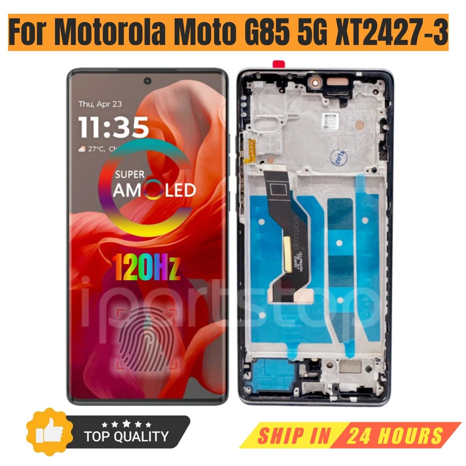Новый дисплей iParts для Motorola Moto G85 5G XT2427-3, 120 Гц OLED POLED сенсорный With Grey Frame