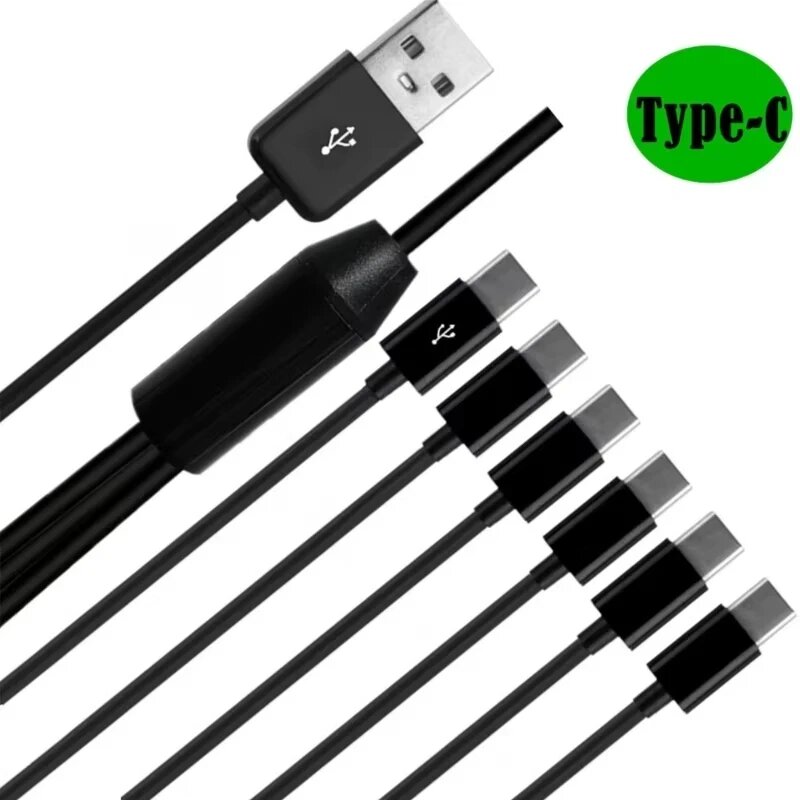 Разветвитель USB 6 в 1 Micro USB/Type C 1,5 м, usb to 6 type c