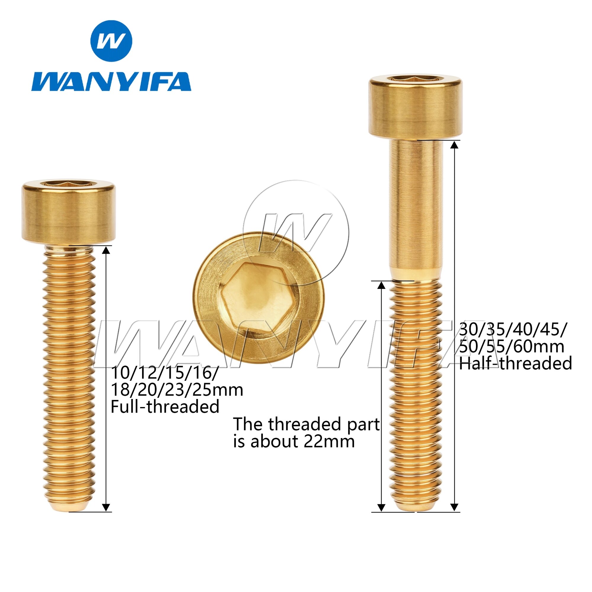 Wanyifa титановый болт M5 Желтый, Gold, 10 мм