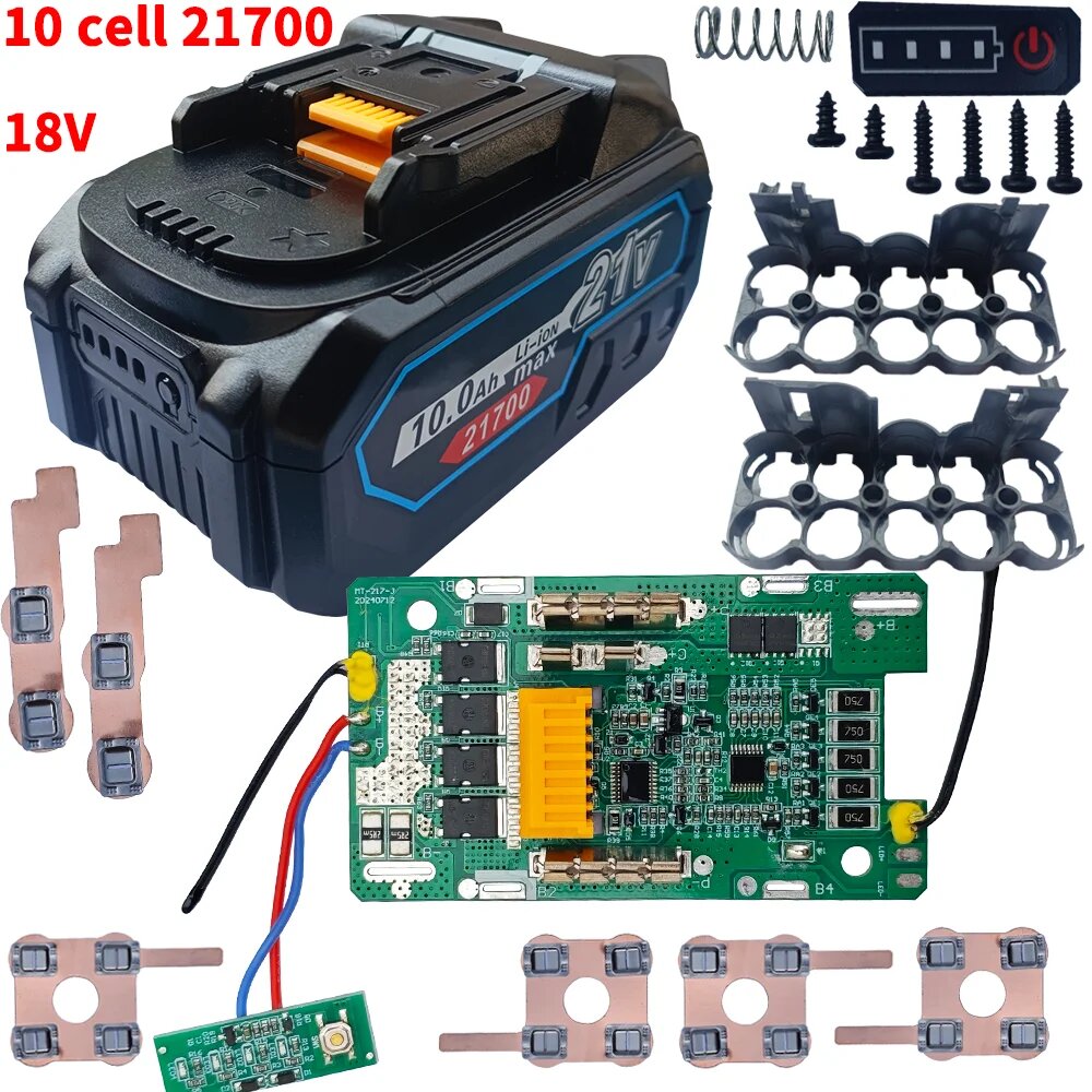 Корпус для аккумулятора Makita 18V 10 cell 21700, COPPER 10A 4MOS