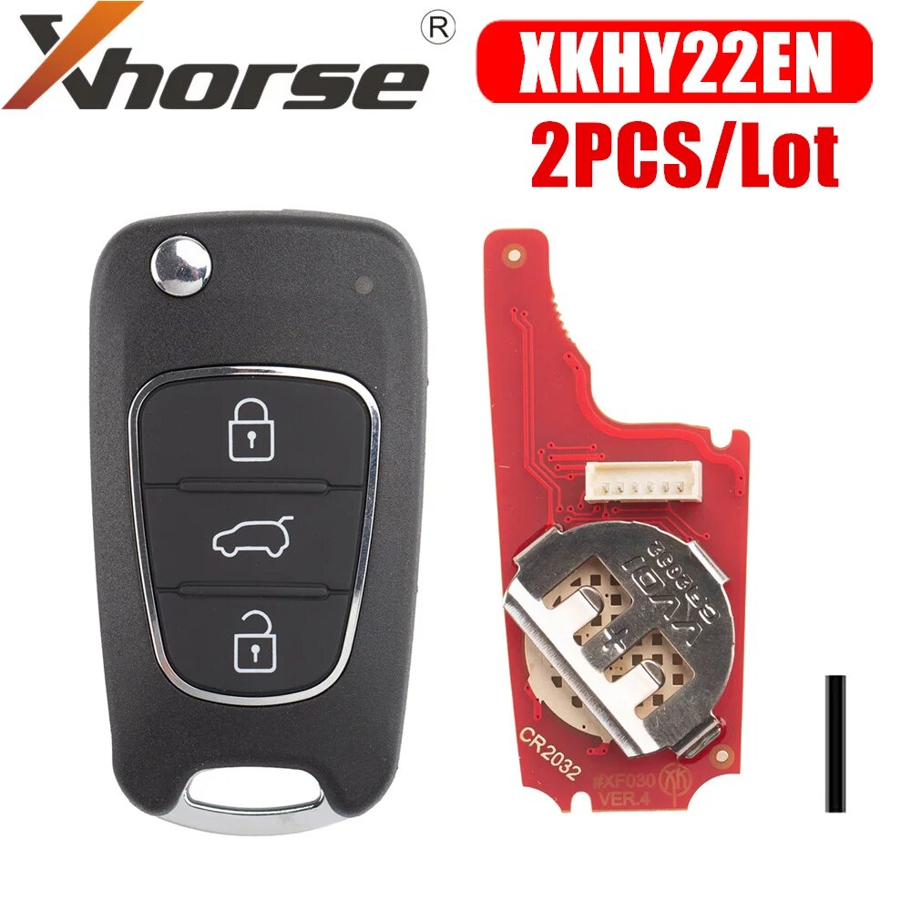 Xhorse XKHY22EN Проводной дистанционный ключ второго поколения для Hyundai, 3 кнопки, 2 шт./лот