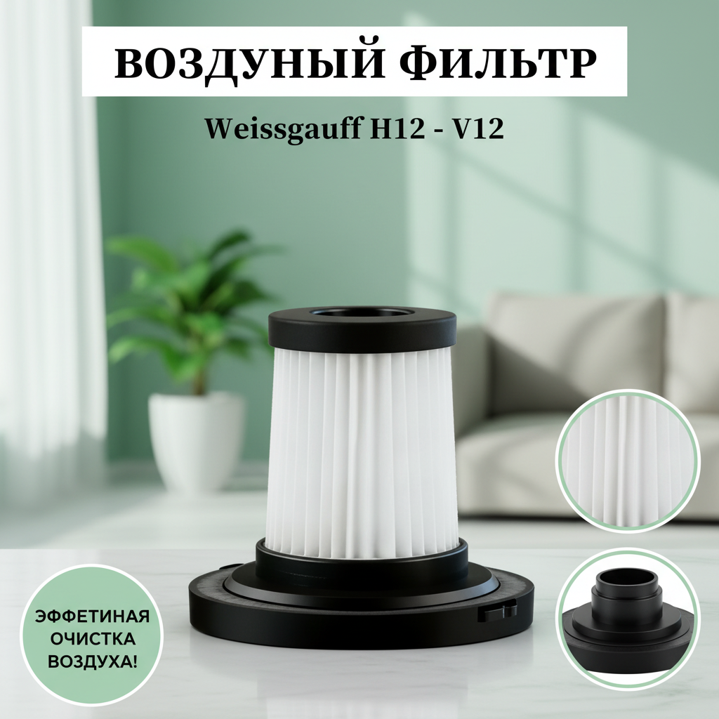 Фильтр H12 для беспроводного пылесоса Weissgauff V12 BLDC 400 500 630 очистка воздуха на выходе