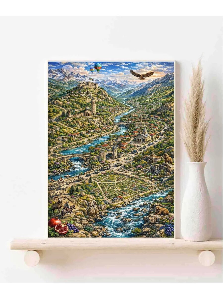 Лачин, Азербайджан, Fantasy Map, Карта, Плакат 30x42см