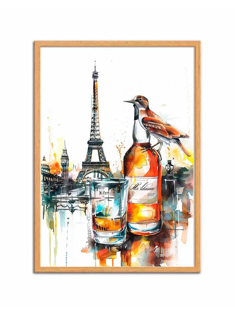 Птица-чибис пьет виски 5, Плакат 30x42см