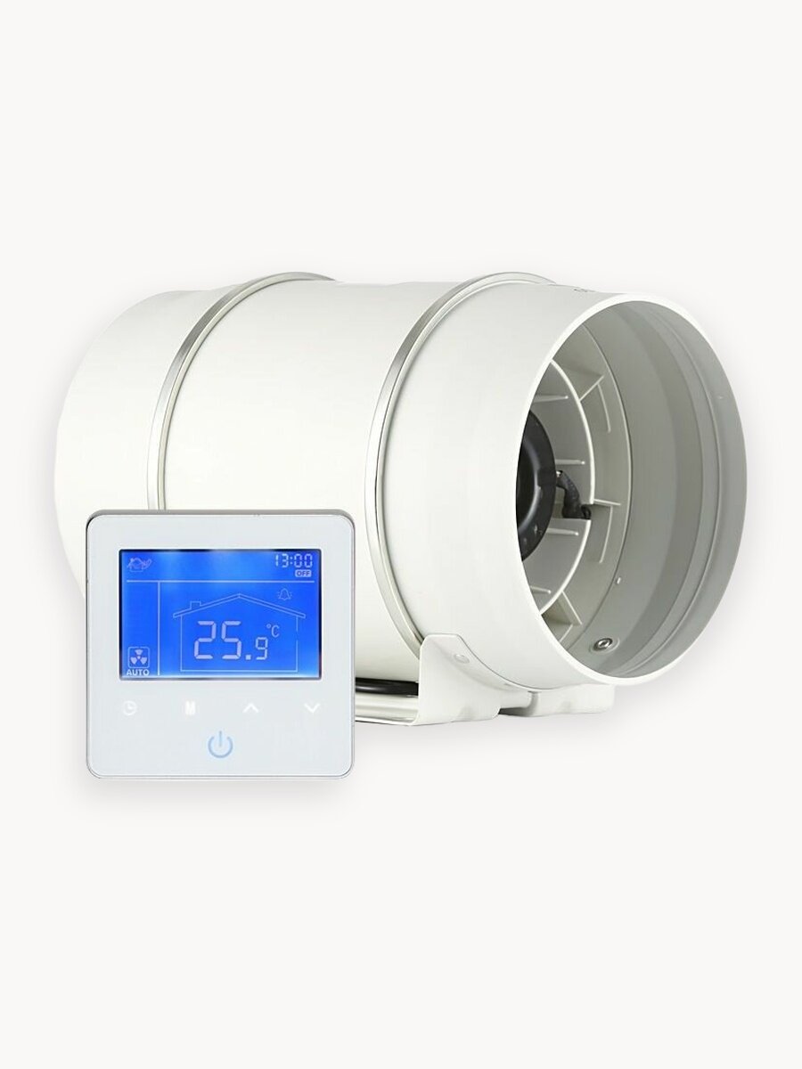 Малошумный канальный вентилятор Dastech HF-250PMZC (3х скоростной с контроллером. МАХ: 1405 м/час, давление 488 Па, уровень шума 66 Дб)