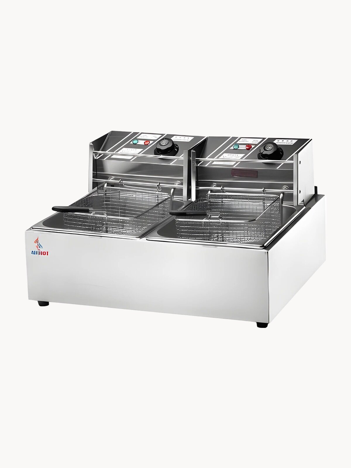 Фритюрница AIRHOT EEF6+6 со съемной чашей 6л+6л, фритюрница профессиональная для кафе, ресторана, электрофритюрница, 5000Вт