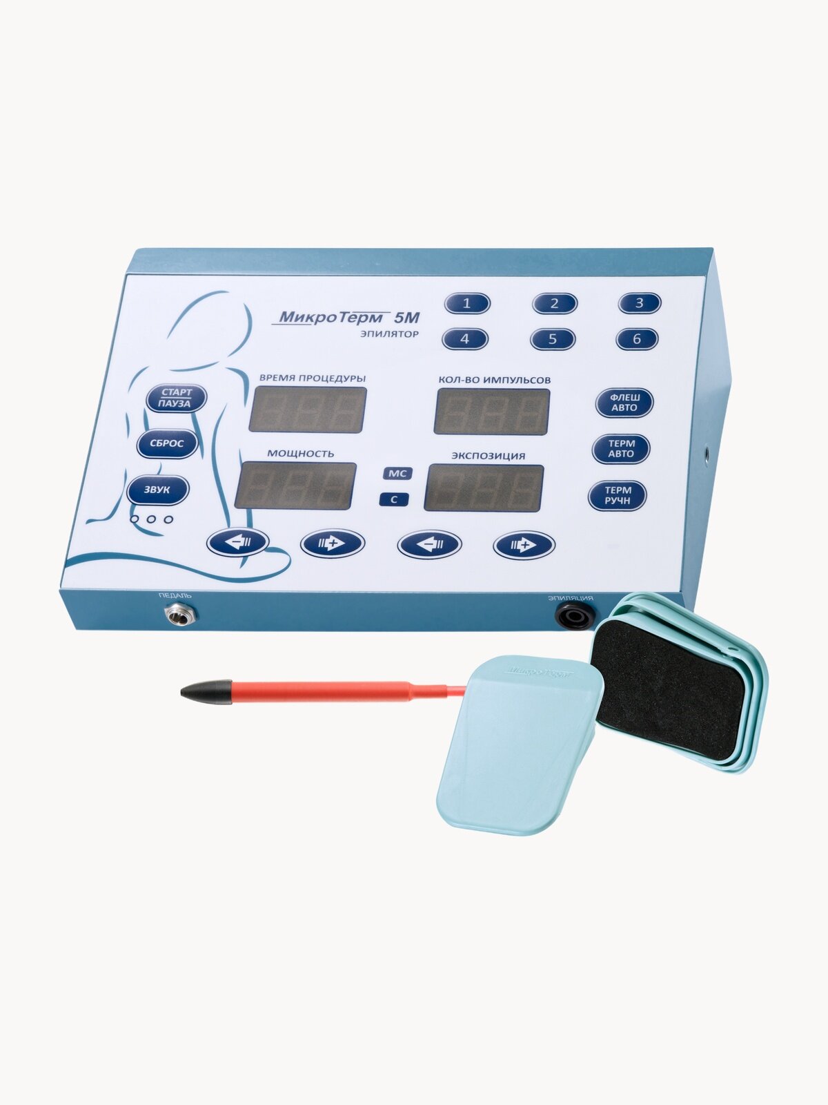 Электроэпилятор игольчатый модель 5М ручка красная стандартная 70 мм педаль Термик