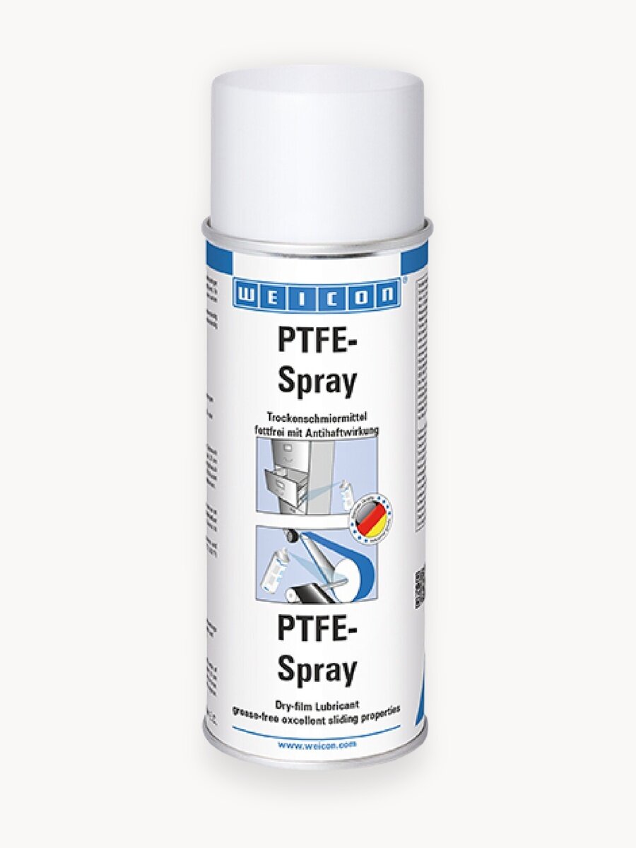 Смазка сухая для использования в запыленных помещениях, тефлоновая, WEICON PTFE Спрей 400 мл