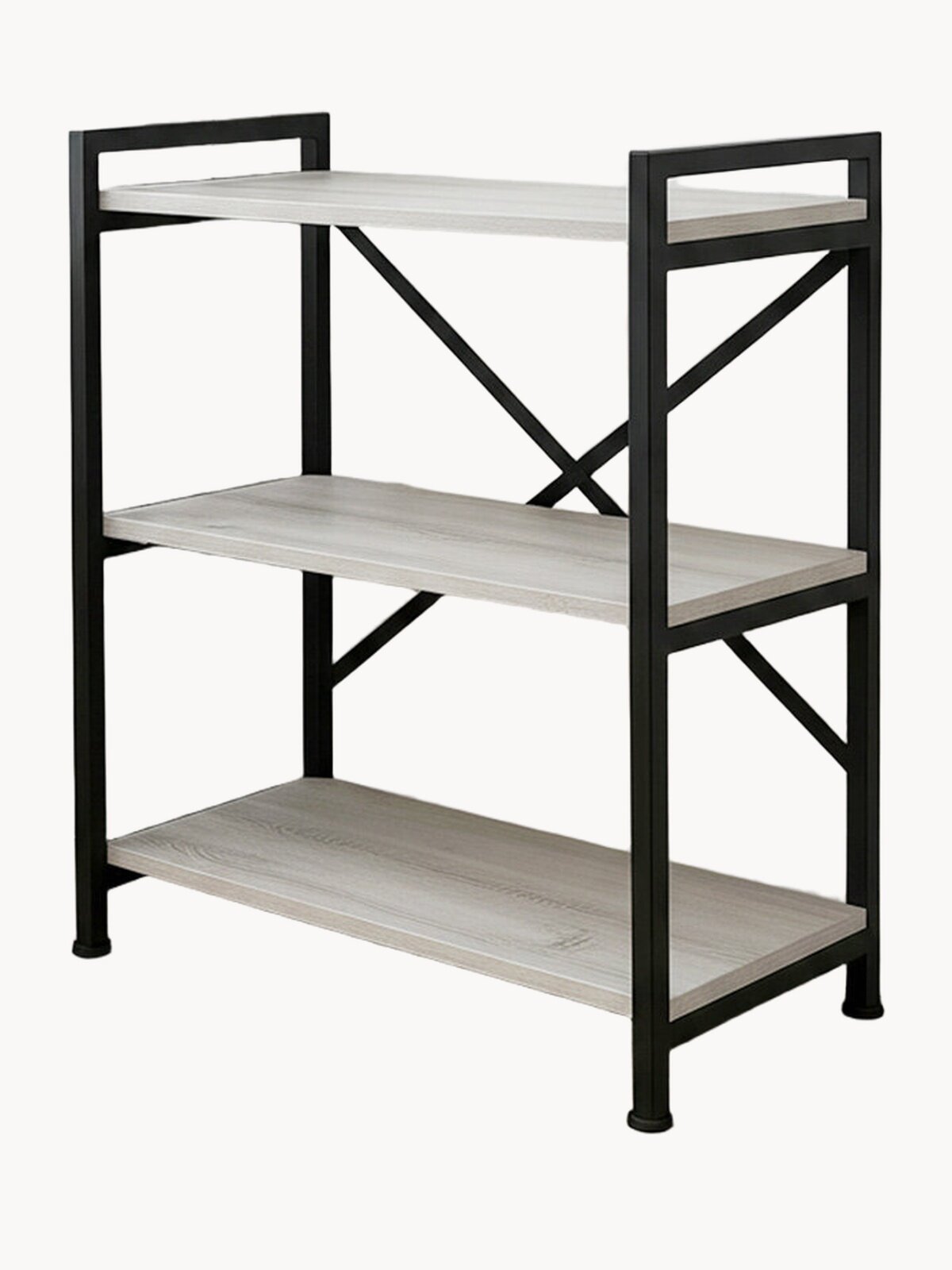 Стеллаж металлический Лофт напольный с деревянными с полками