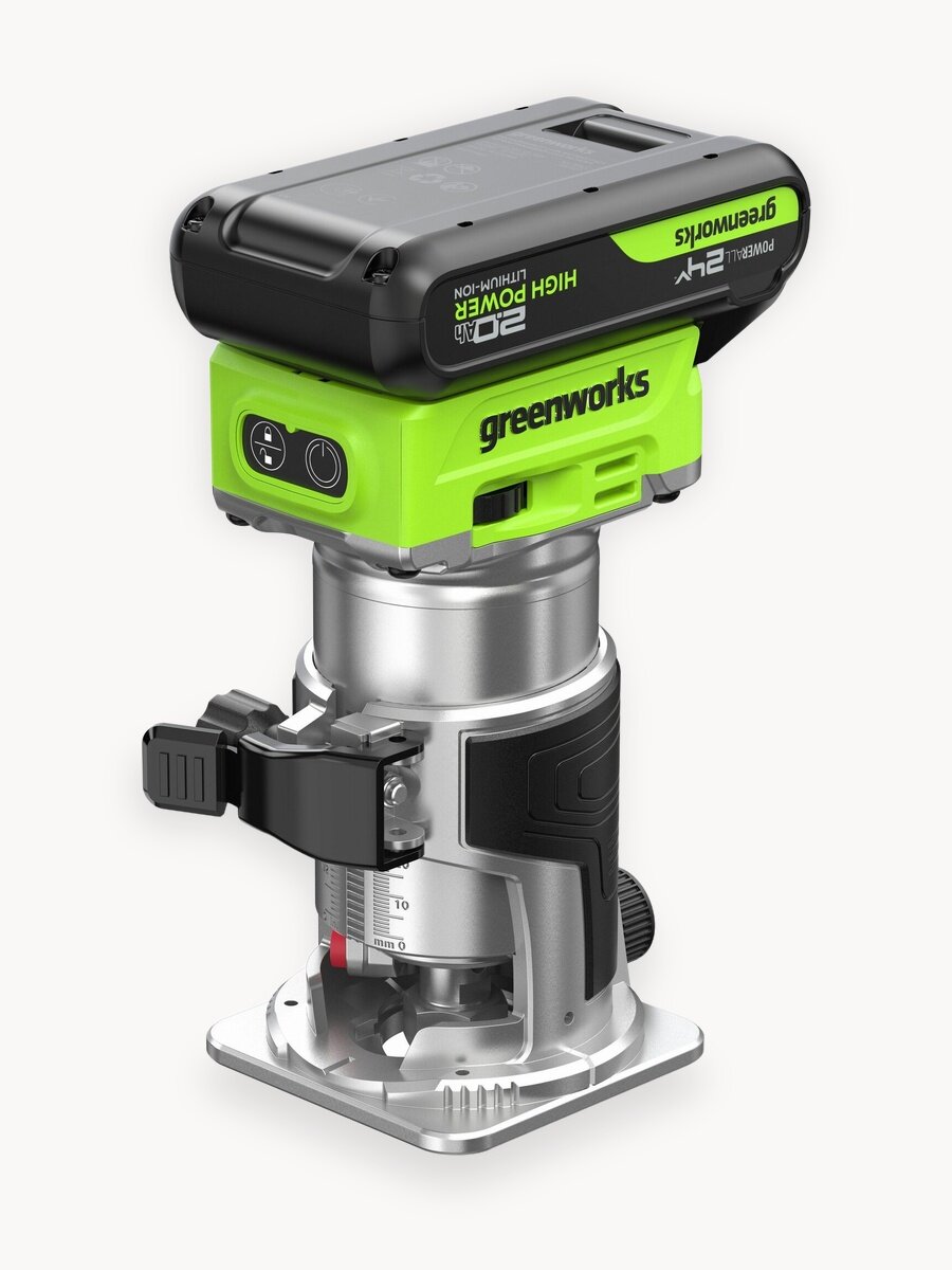 Фрезер кромочный Greenworks 24V, б/щет, АКБ 2Ач иЗУ