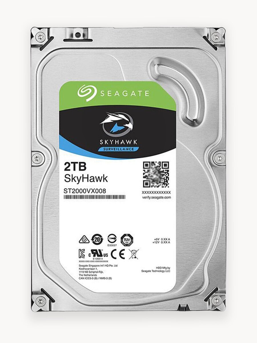 Жесткий диск Seagate ST2000VX008 SkyHawk, 2TB, 3.5", 5900об/мин