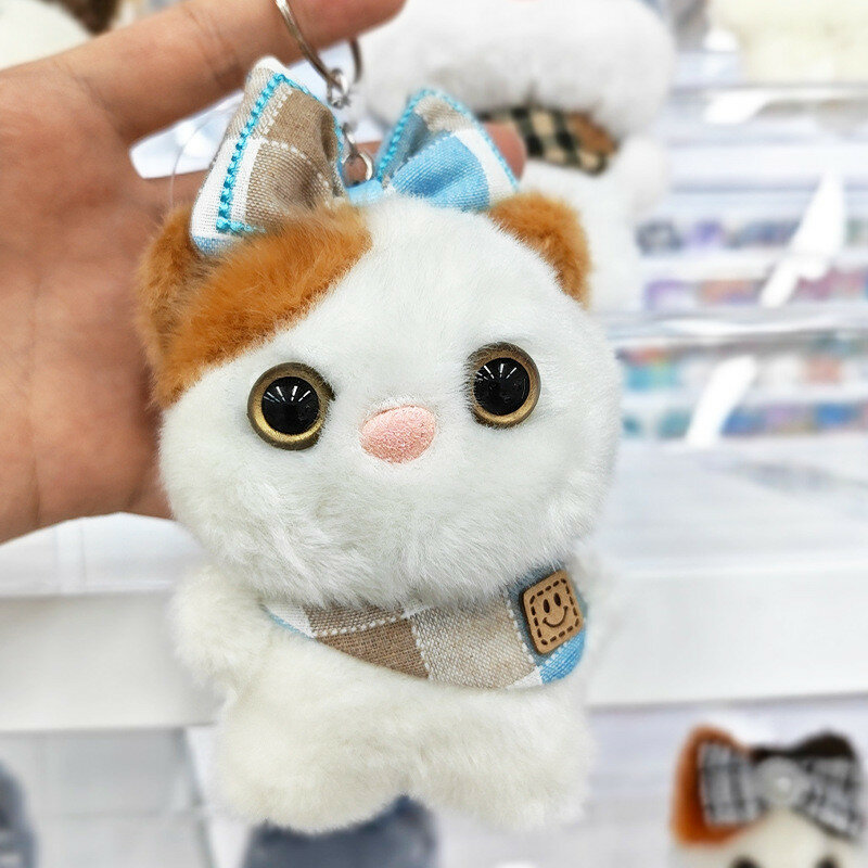Миниатюрная кошачья мягкая фигурка для брелка и украшения сумки коричневый