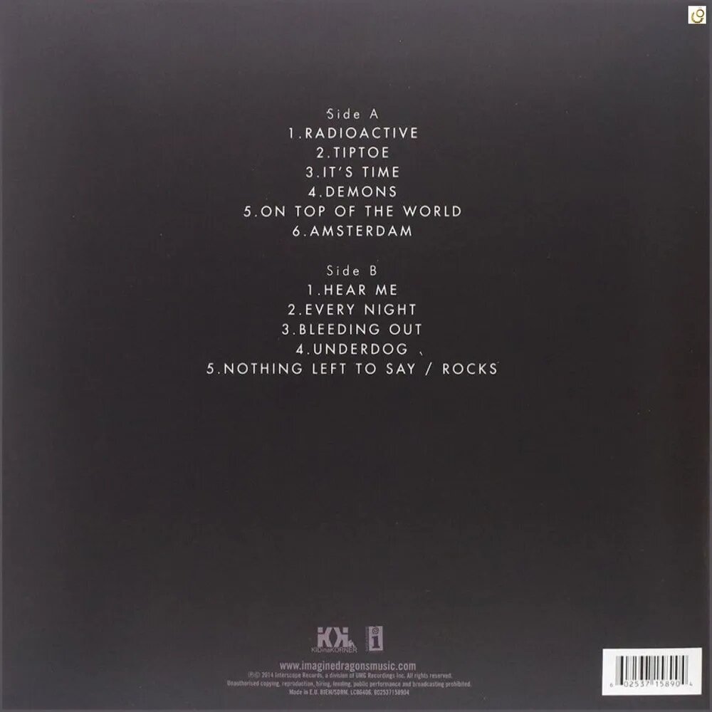 Пластинка виниловая Imagine Dragons "Night Visions" LP, Стандартное издание, 2014, Германия