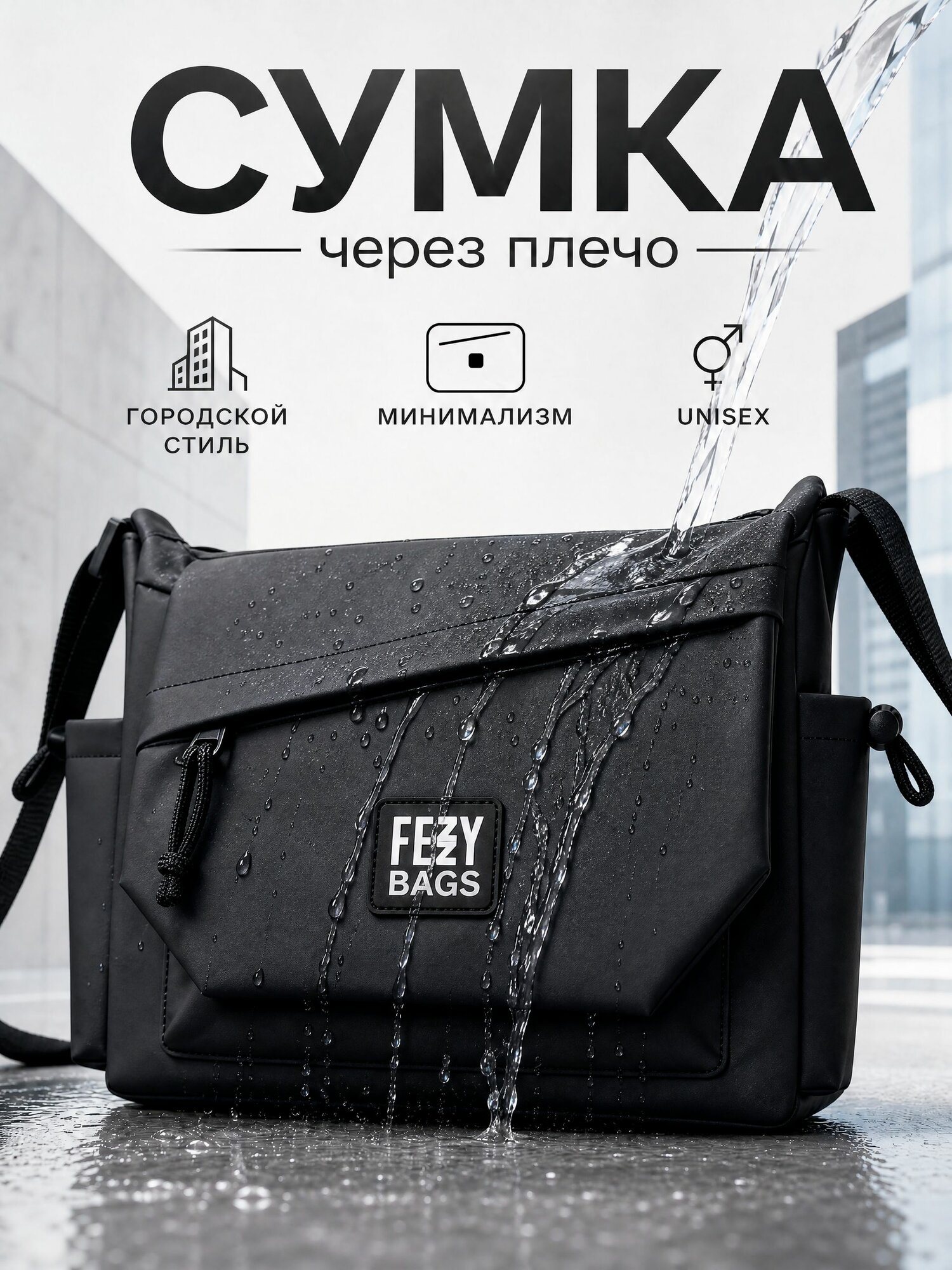 Сумка через плечо подростковая школьная Y2K тканевая А4
