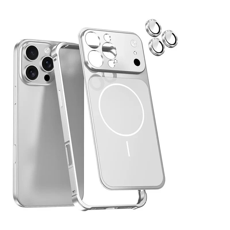 Металлический чехол-накладка Instantly Transform 17 ProMax Original Alloy Frame Case для iPhone 16 15 14 13 Pro Max с магнитной задней панелью и защитной пленкой для объектива