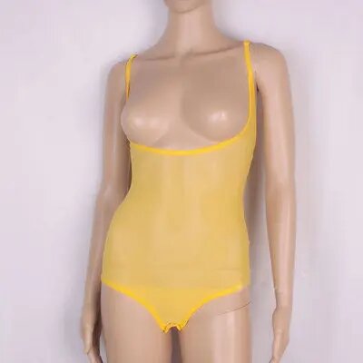 Женское танцевальное Боди без рукавов, эластичный сетчатый топ, Желтый, Один размер, yellow