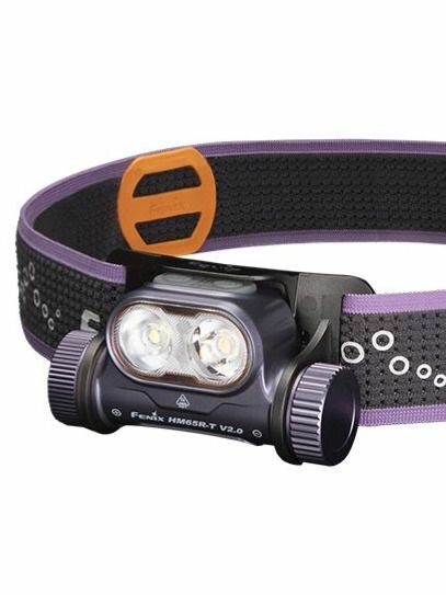 Налобный фонарь Fenix HM65R-T V2.0 темно-фиолетовый, 1600 люмен, два источника света белый и теплый белый свет, магниевый сплав, type-C