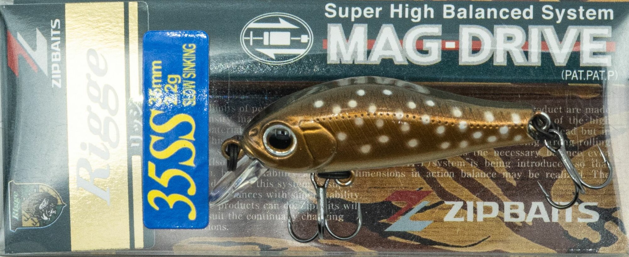 Воблер рыболовный ZipBaits Rigge 35SS, 2.2 гр, медленно тонущий, цвет 029