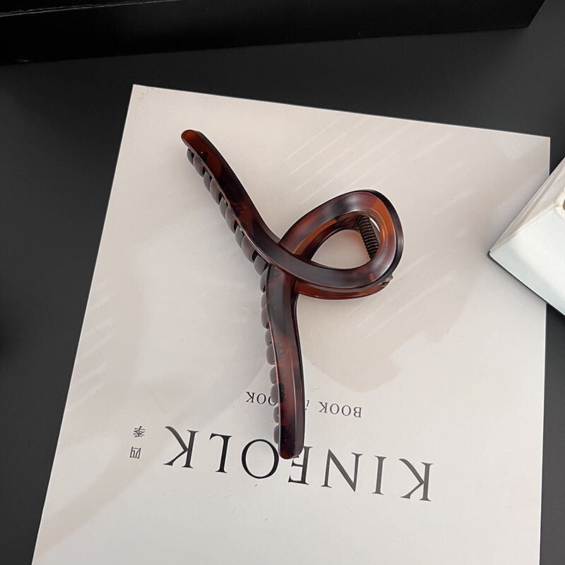 Заколка-краб для волос, цвет шоколадно-коричневый, 13 см.