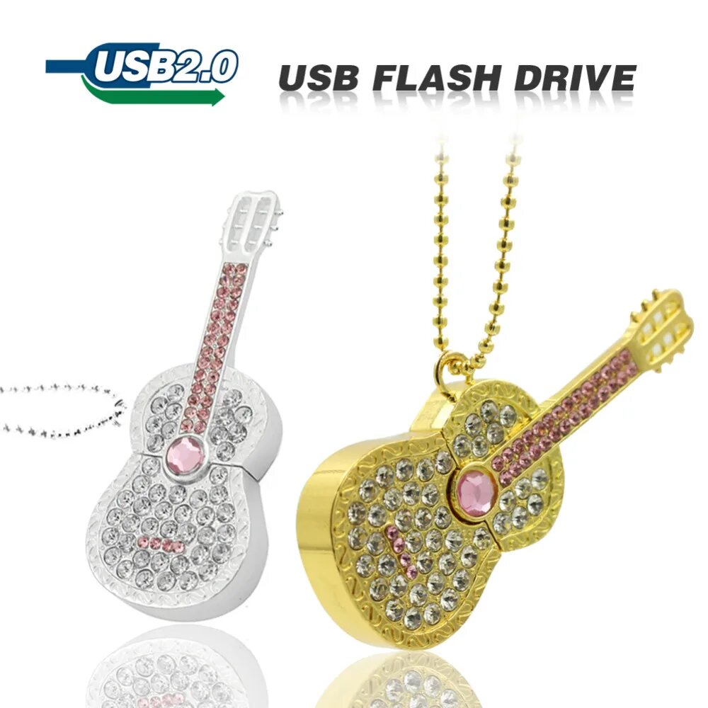 TECHKEY USB-флешка гитара 64/32/16/8 ГБ 32 ГБ, Серебряный, silver