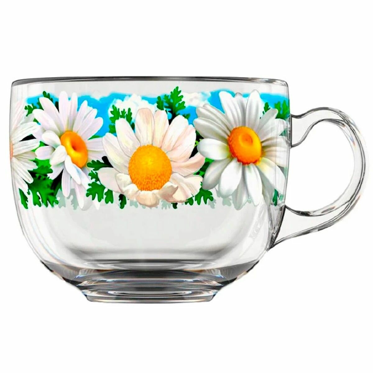 Кружка Гусь-хрустальный стеклянная, 450 мл, Ромашковое поле