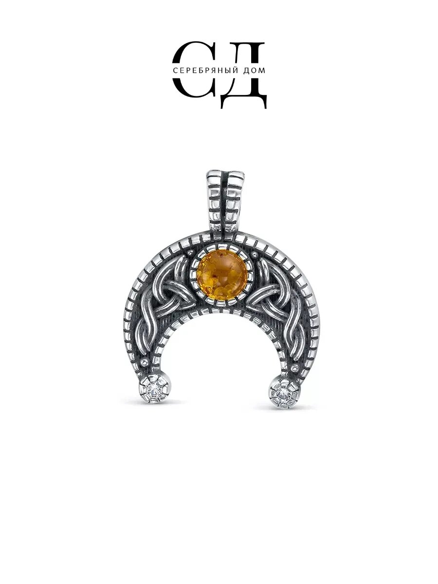 Подвеска, серебро, 925 проба, чернение, оксидирование, фианит