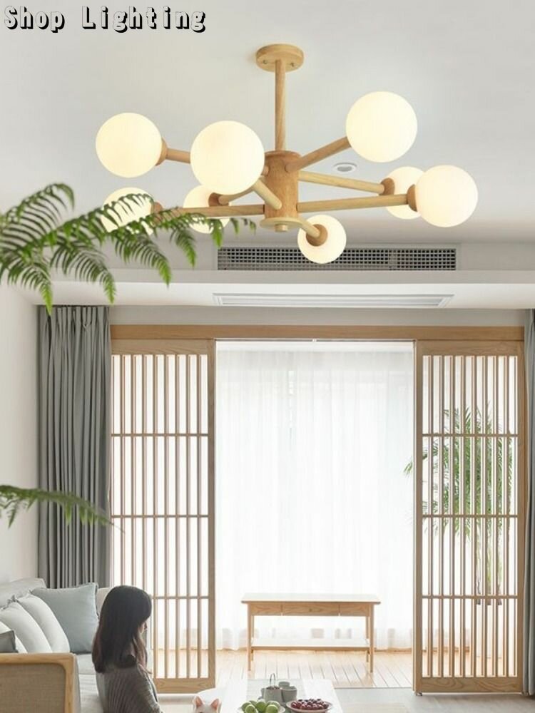 Люстра из цельного дерева в виде волшебных бобов