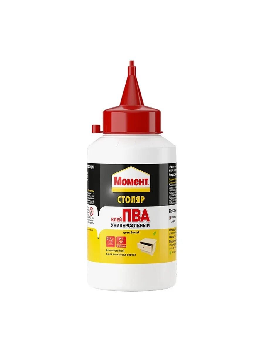 Клей ПВА Момент Столяр, универсальный, термостойкий, для всех пород дерева, 250 г
