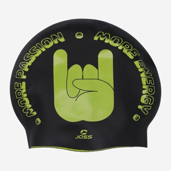 Шапочка для плавания Joss силиконовая чёрный/зеленый, one size, 134857JSS-BU