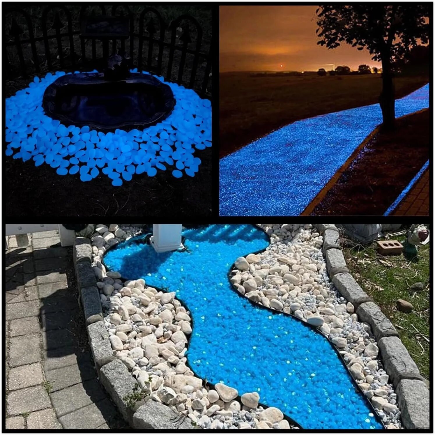 Светящиеся камни для сада, 100шт, BLUE