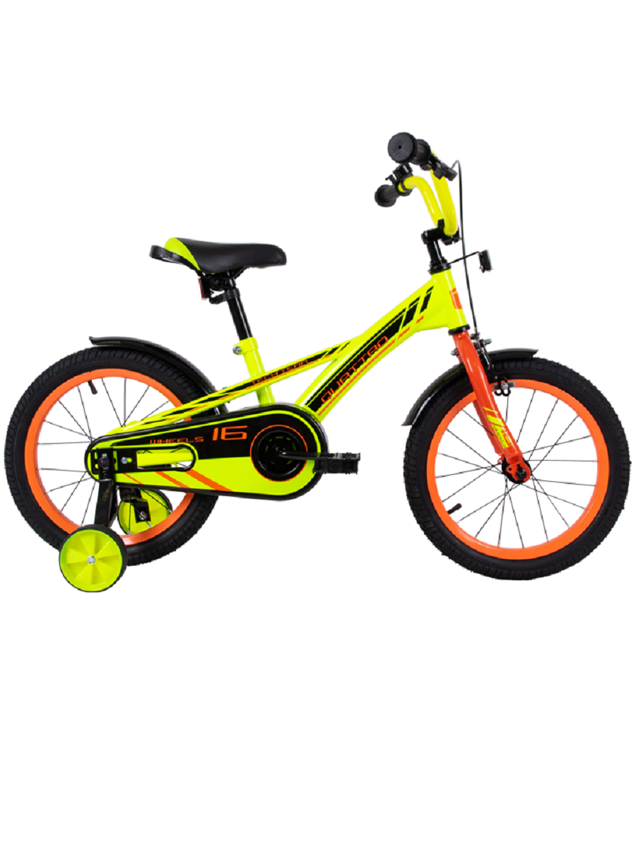 Велосипед детский Tech Team Quattro 16" неоново зеленый (сталь)