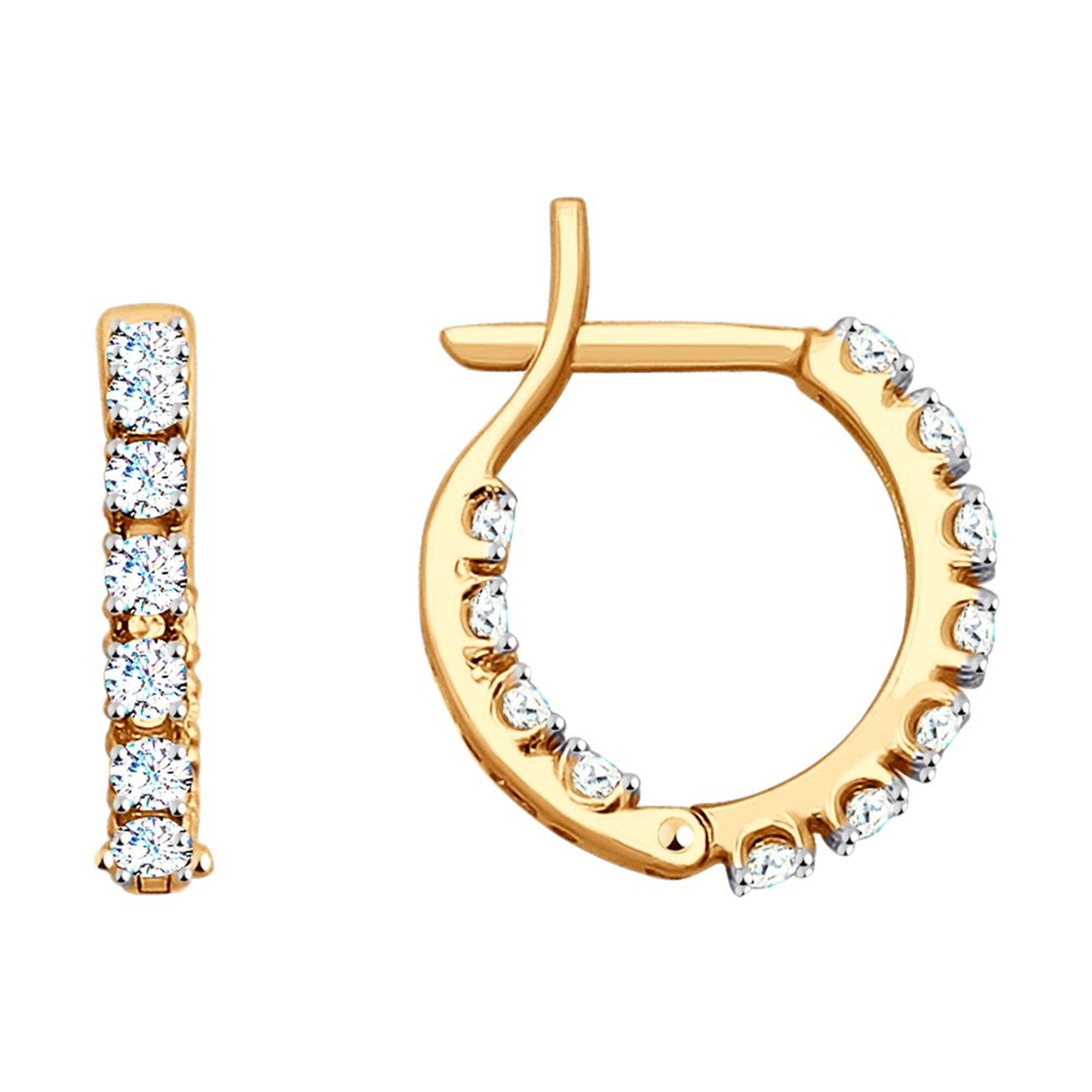 Серьги Diamant online, красное золото, 585 проба, фианит