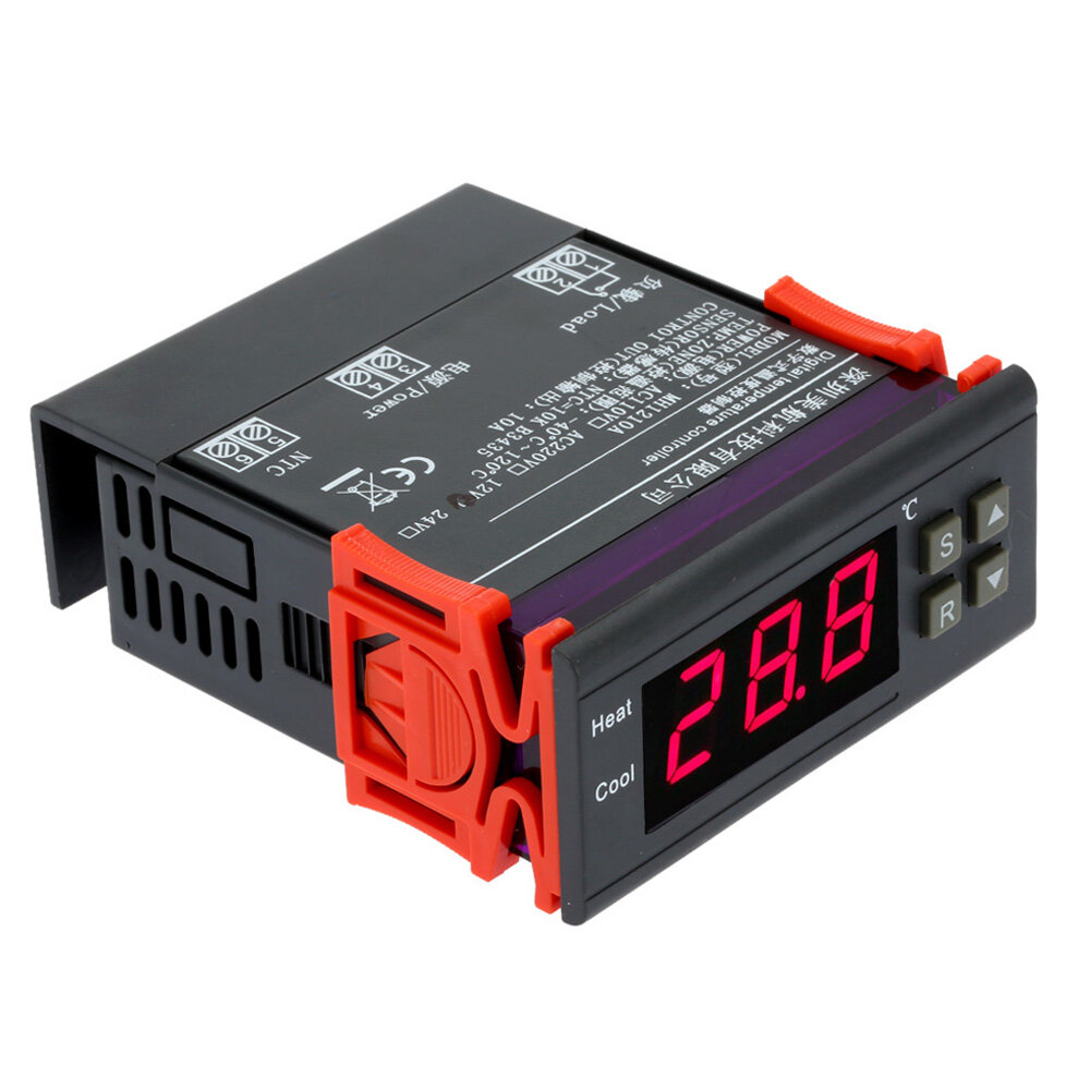 Цифровой терморегулятор 10A 12V с термопарой, диапазон температур от -40℃ до 120℃, с датчиком.