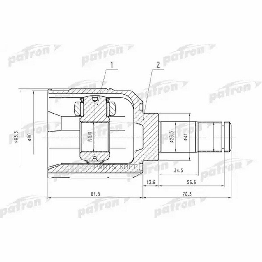 ШРУС внутр к-кт [A:25, B:23, D:41] HYUNDAI: Sonata 01- PATRON PCV5008 | цена за 1 шт